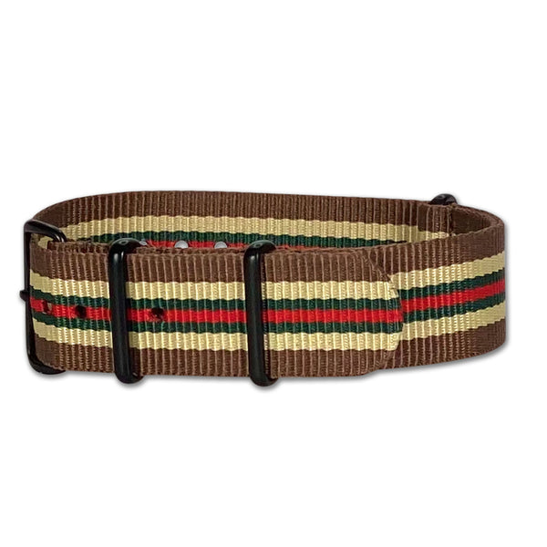 Explorer | Brown & Tan & Green & Red | Nylon | PVD | Nato Strap Co ...